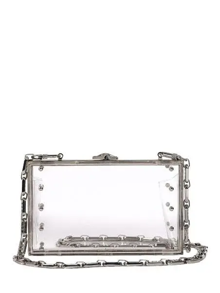 DESERI Halo Crossbody Clutch With Fox Head Clasp - Silver