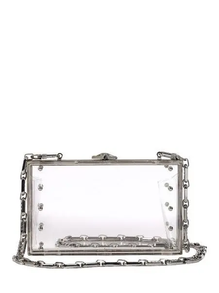 DESERI Halo Crossbody Clutch With Fox Head Clasp - Silver