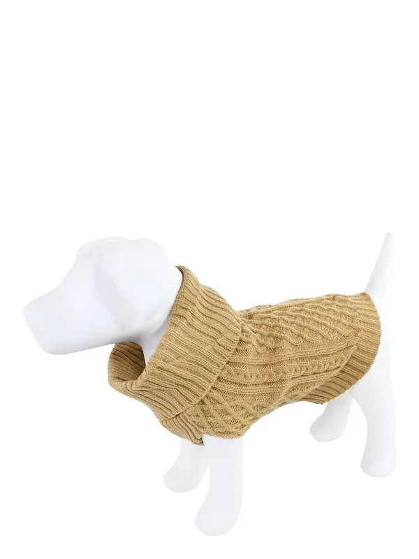 LUVABLE FRIENDS Cableknit Pet Sweater - Camel
