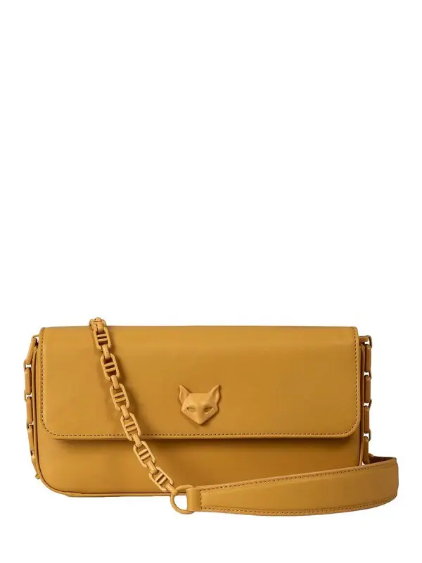 DESERI Michele Monochrome Crossbody Clutch In Calf Leather - Yellow