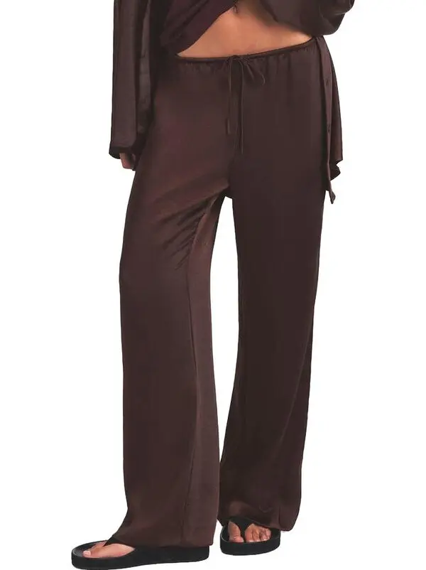 SKIMS Lightweight Satin Straight Leg Pants - Espresso