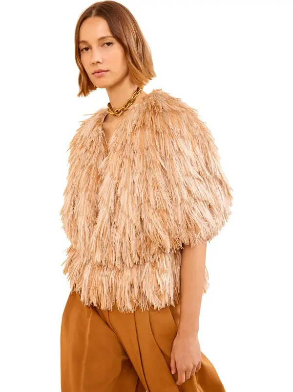 Ulla Johnson Celestia Raffia Vest - Sand Dollar