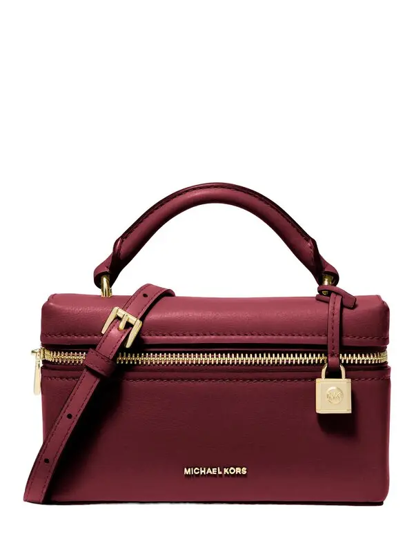 Michael Kors Jana Convertible Leather Crossbody Bag - Red