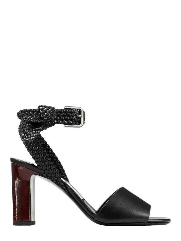 JIMMY CHOO Rori 85 Braided Buckled Sandals - Black