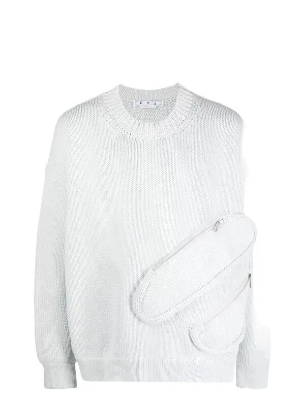 Off-White Zip-compartment Crew-neck Sweatshirt - Grey
