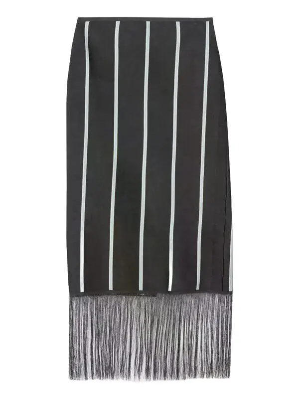 3.1 Phillip Lim Striped Fringed Midi Skirt - Black