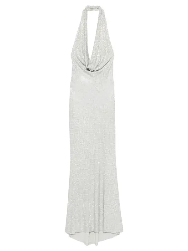 TWENTY FOURHAITCH Kuta Halterneck Maxi Dress - Silver