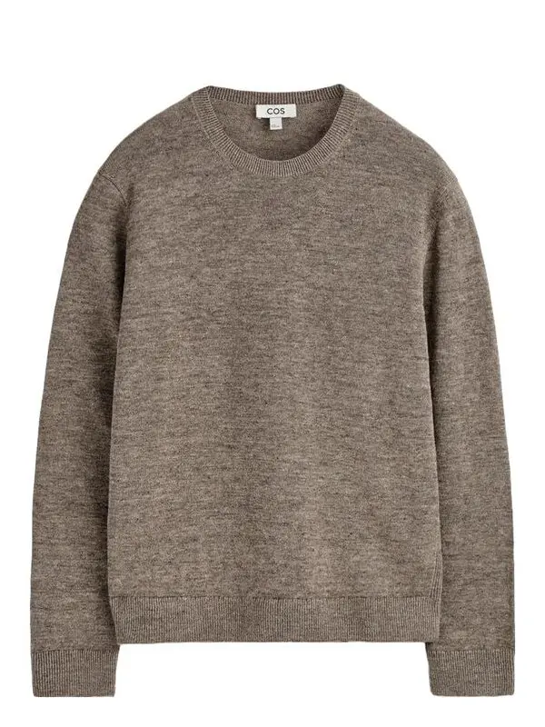Cos Knitted Linen Crew-neck Sweater - Beige