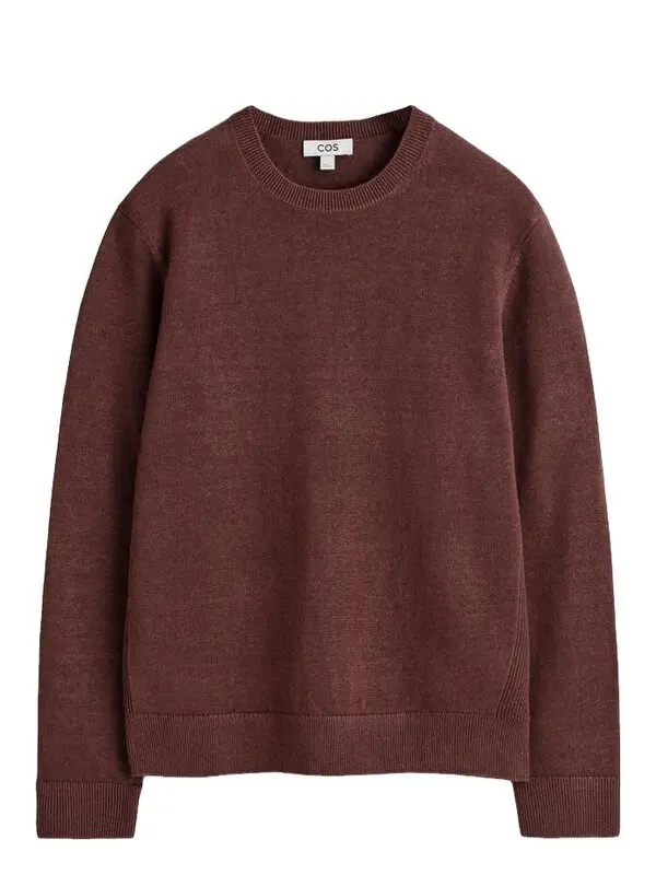 Cos Knitted Linen Crew-neck Sweater - Brown