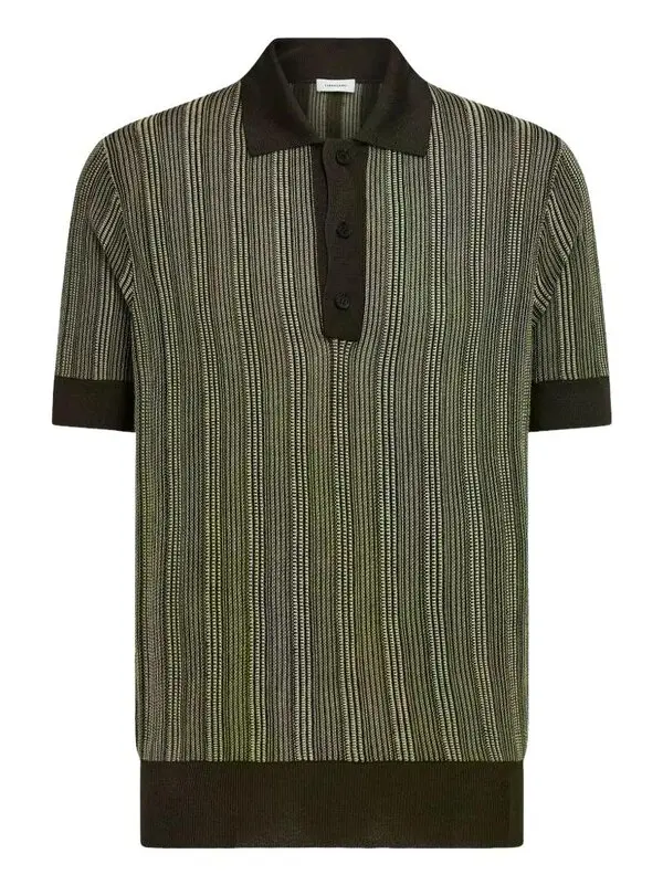FERRAGAMO Short Sleeve Knitted Polo - Brown
