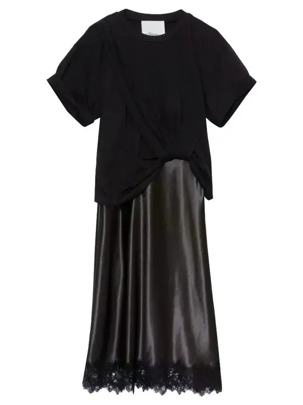 3.1 Phillip Lim Knot Lace Trim Midi Dress - Black