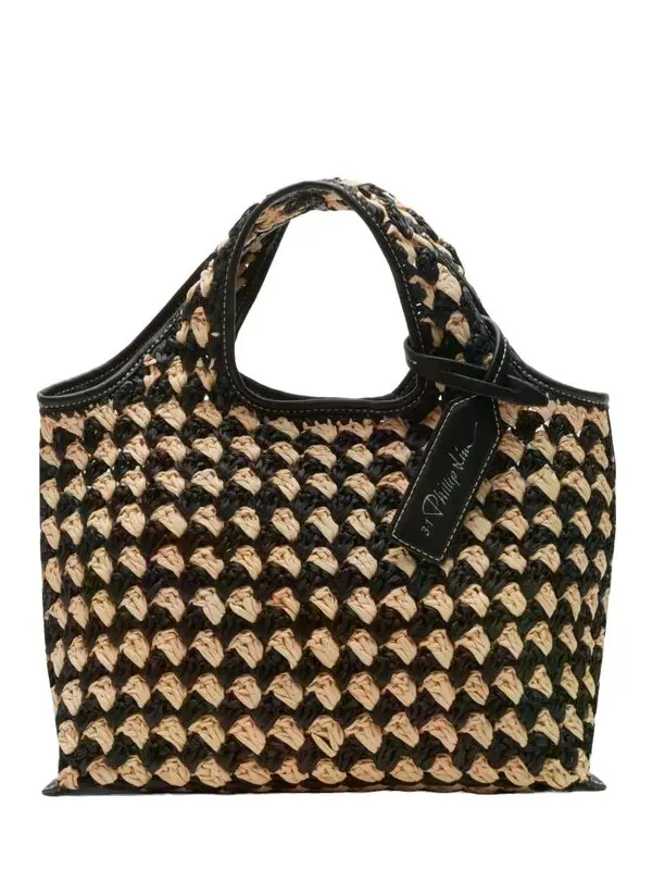 3.1 Phillip Lim Patterned Woven Tote Bag With Top Handle - Black