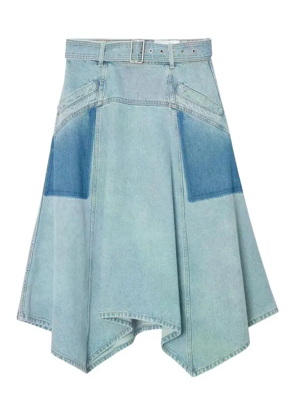 3.1 Phillip Lim Patchwork Belted Midi Skirt - Blue