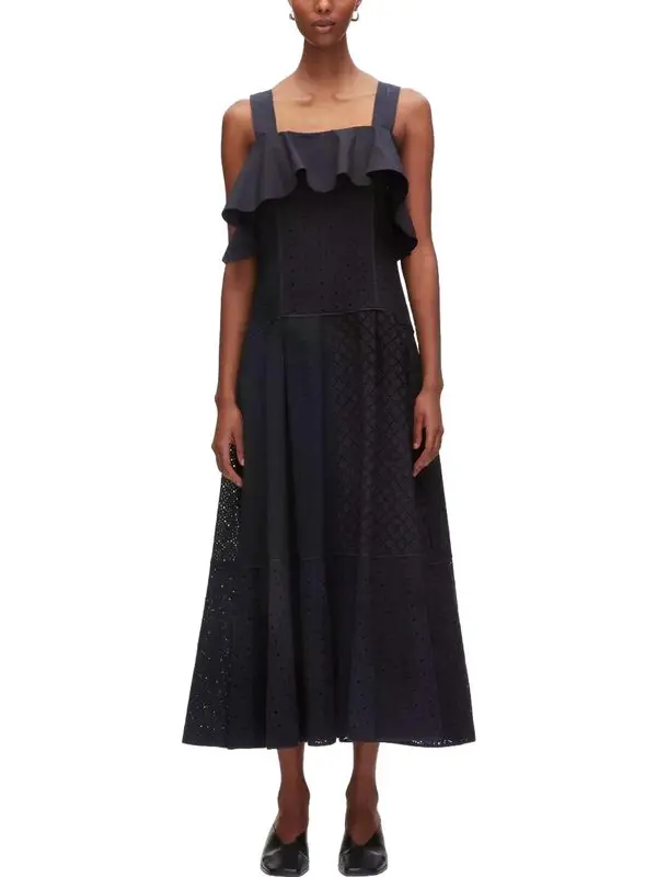 3.1 Phillip Lim Ruffled Broderie Midi Dress - Blue