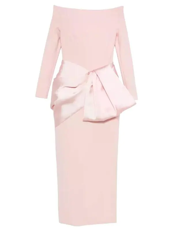 Solace London Rhianne Long-sleeve Midi Dress - Pink