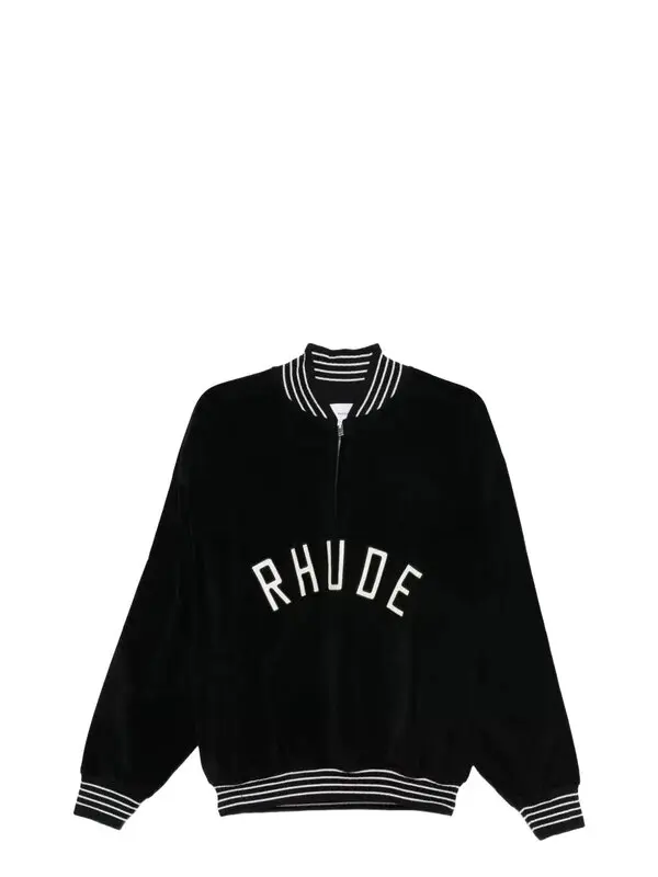 Rhude Velour Quarter-zip Sweatshirt - Black