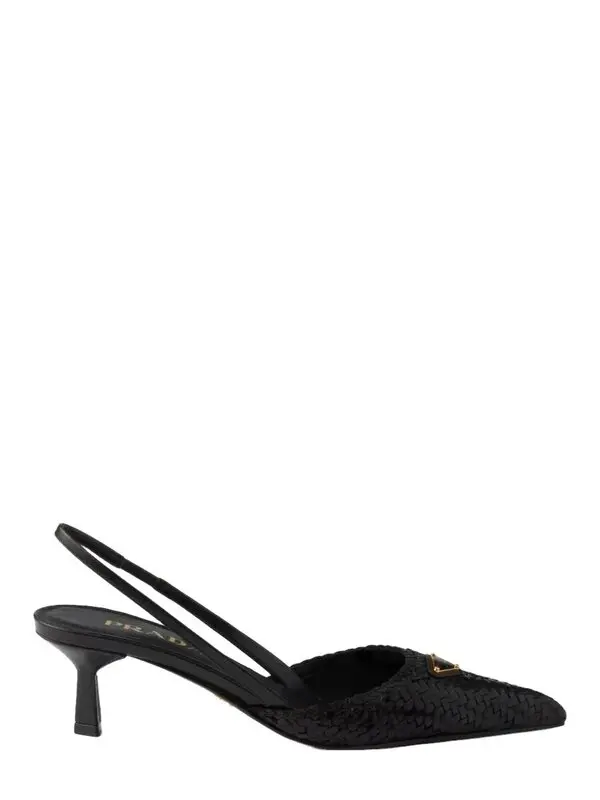 Prada Woven Slingback Pumps - Black