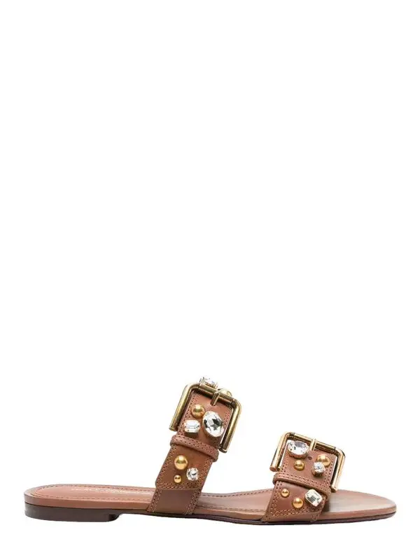 Dolce & Gabbana Embellished Strap Sandals - Brown