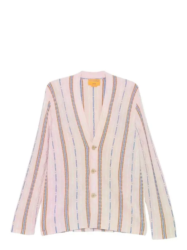 Guest In Residence Striped Baja Buttoned Cardigan - Pink