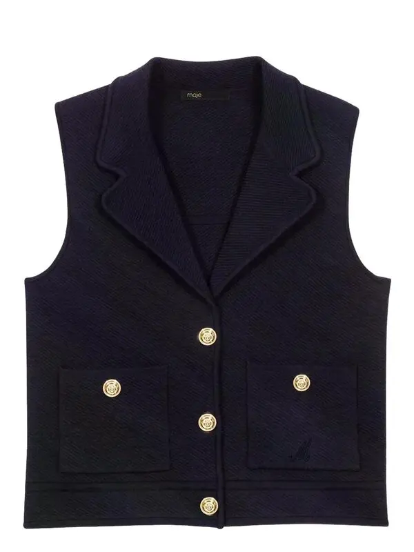 Maje Button Pocket Vest - Blue