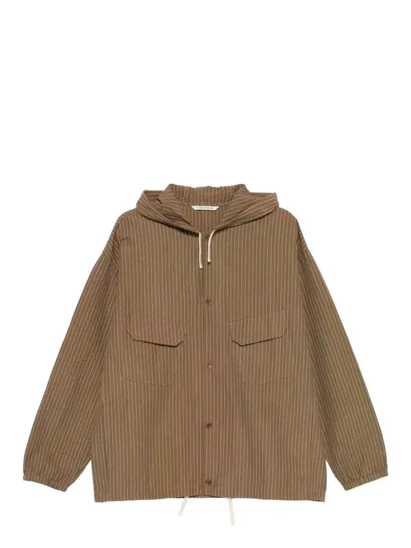 A KIND OF GUISE Stripe-pattern Hooded Shirt Jacket - Brown