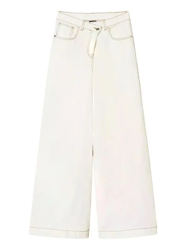 TWINSET Wide-leg Jeans With Contrast Stitching - White