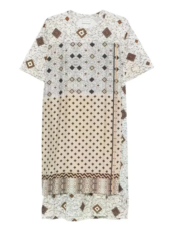 PIERRE-LOUIS MASCIA Geometric-print T-shirt Dress - White