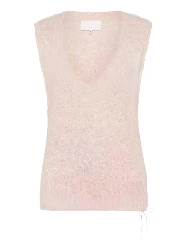 MAISON MARGIELA Ribbed V-neck Vest - Pink