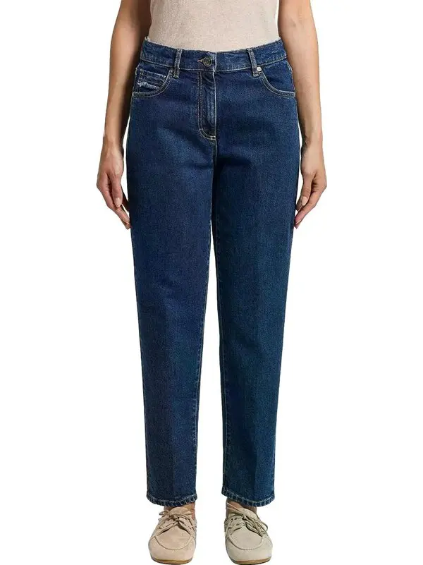 Peserico Tapered Jeans With Frayed Details - Blue