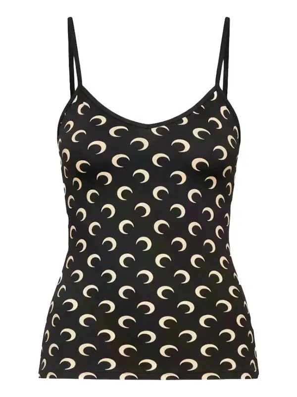 MARINE SERRE Moon Printed Straps Top - Black