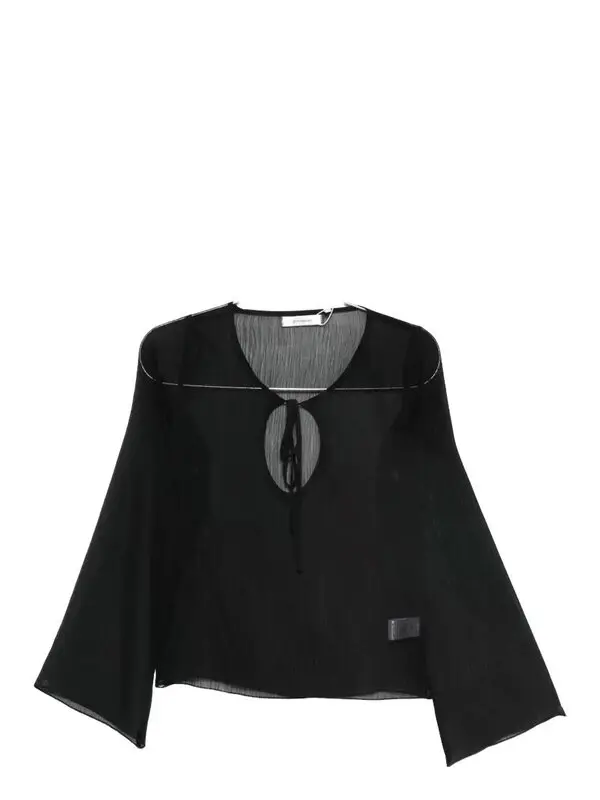 Gimaguas Tie-neck Long-sleeve Top - Black