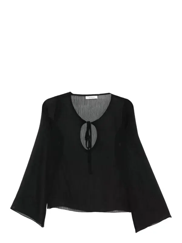 Gimaguas Tie-neck Long-sleeve Top - Black