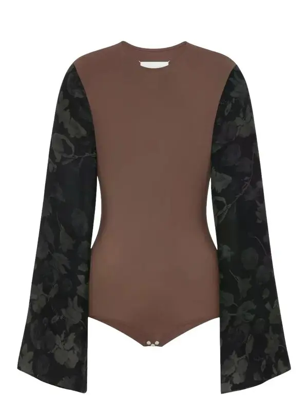 MAISON MARGIELA Floral-sleeves Top - Brown