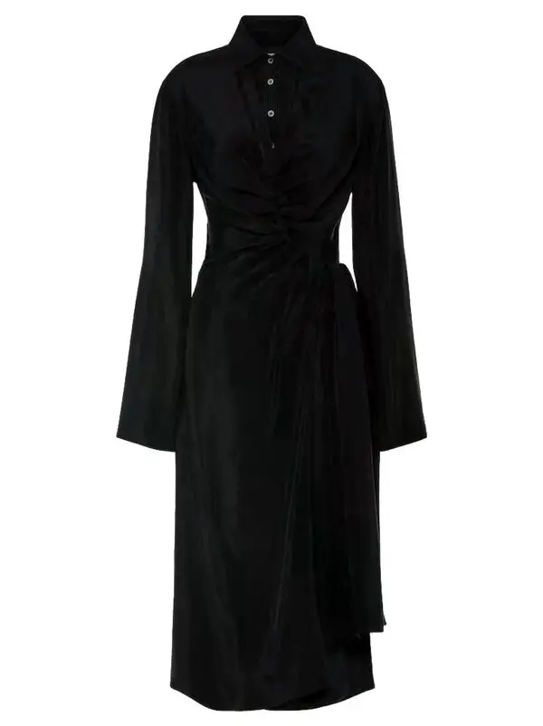 MAISON MARGIELA Twisted Draped Shirt Dress - Black