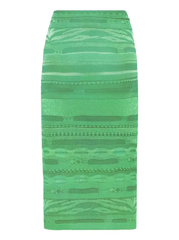 LANEUS Knit Midi Skirt - Green