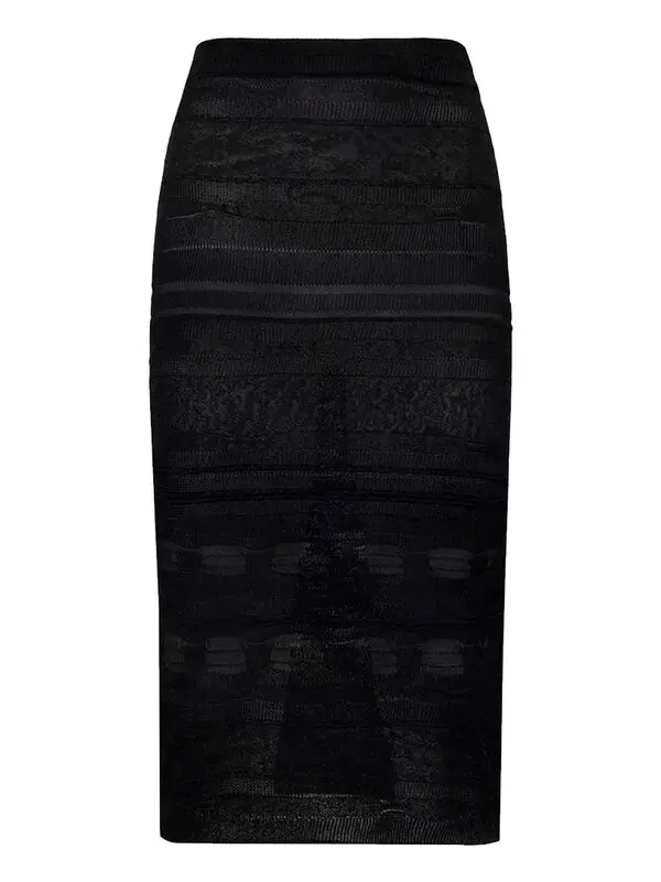 LANEUS Knit Midi Skirt - Black