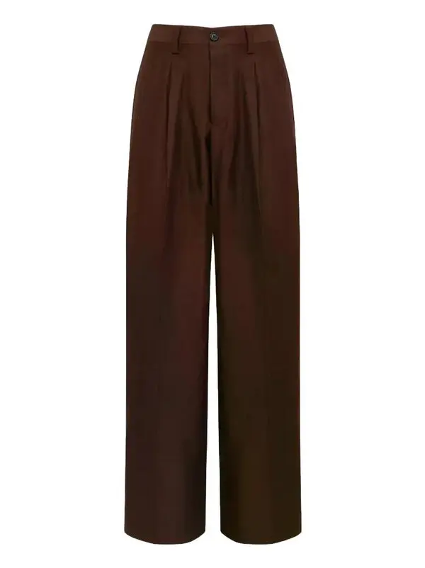LANEUS Tailored Wide Leg Trousers - Brown