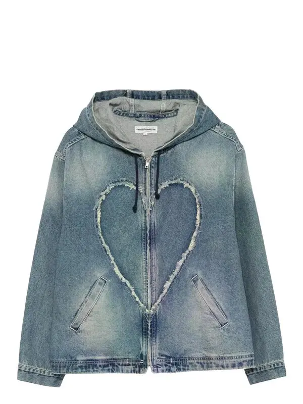 CARNE BOLLENTE Heart Hooded Denim Jacket - Blue