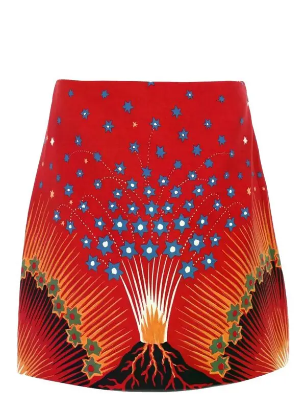 Valentino Garavani Volcano-print A-line Mini Skirt - Red