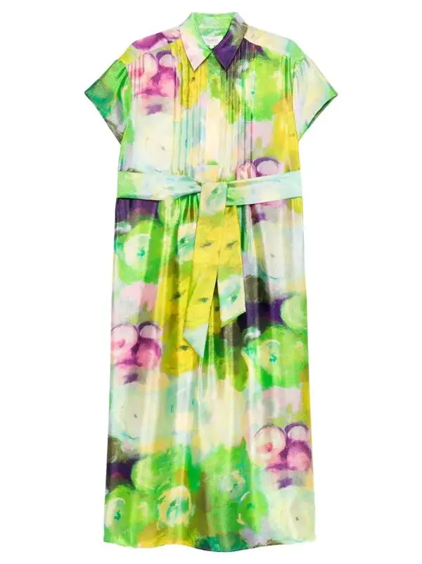 PSOPHIA Belted Floral Dress - Green