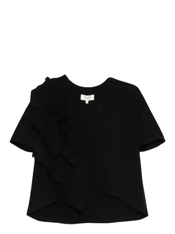PSOPHIA Ruffled Short Sleeve T-shirt - Black