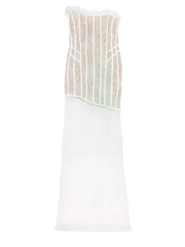 Giuseppe Di Morabito Lace Ruffled Maxi Dress - White