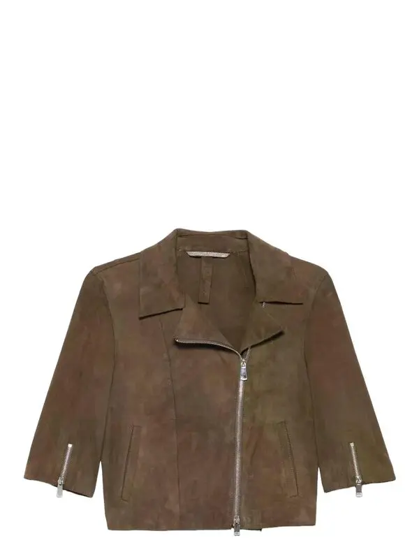 THE JACK LEATHERS Mimi Suede Biker Jacket - Green