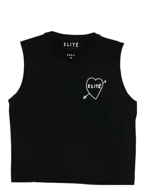 ELITE Heart-motif Sleeveless Vest - Black