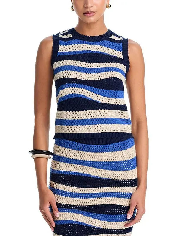 Aqua Wavy Crochet Tank - Blue Multi