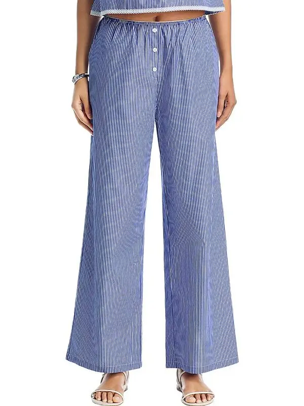 Aqua Bijou Ankle Pants Exclusive - Blue/white