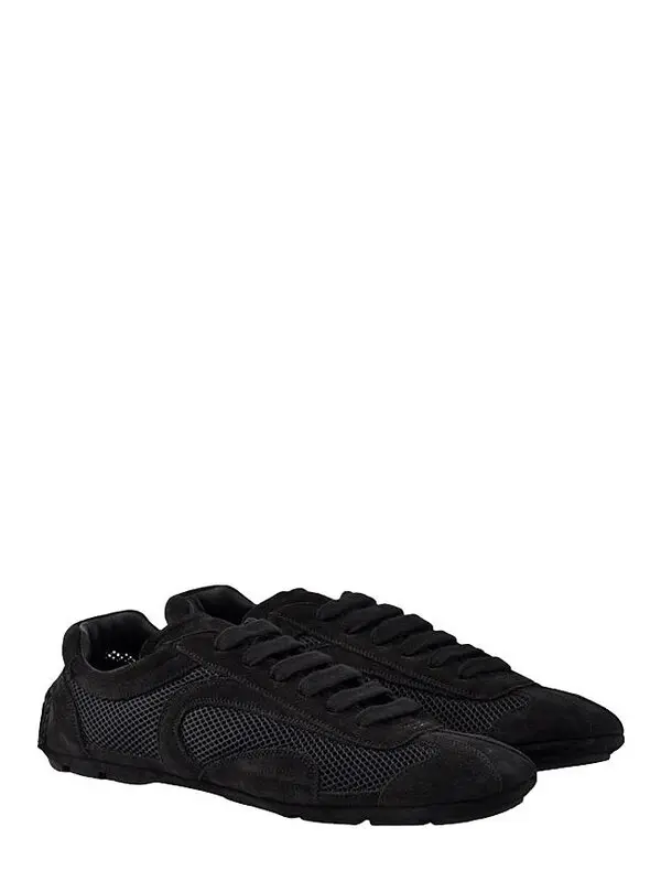 Prada Montecarlo Re-edition 2005 Suede And Mesh Lace-up Sneakers - Black