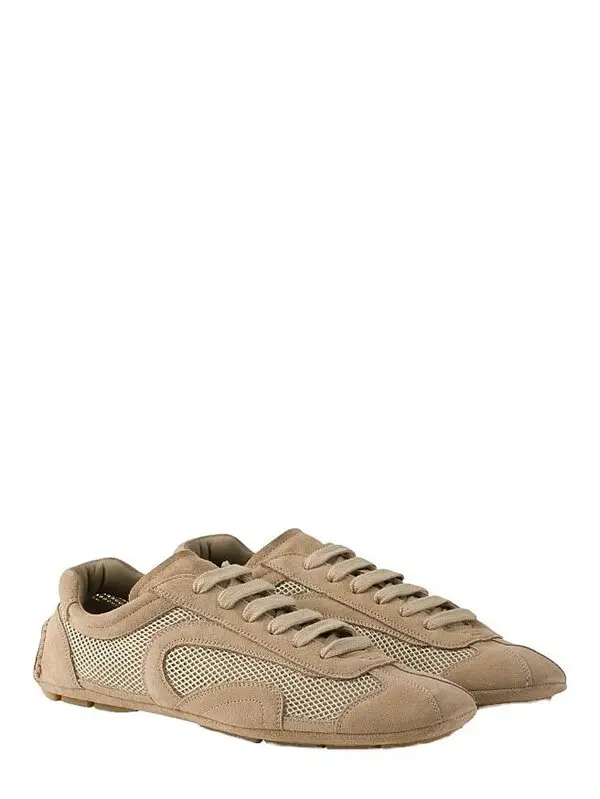 Prada Montecarlo Re-edition 2005 Suede And Mesh Sneakers - Neutral
