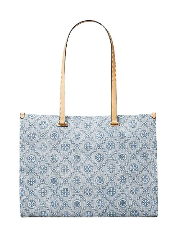 Tory Burch T Monogram Denim Tote - Powder Blue
