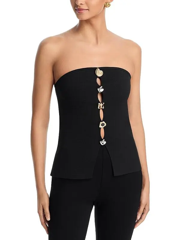 Aqua Strapless Knit Top - Black